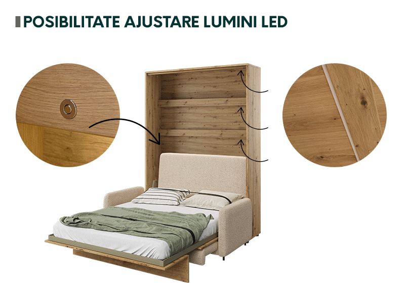 Pat rabatabil de perete Bed-Concept vertical BC-01 140x200 | livrare GRATIS